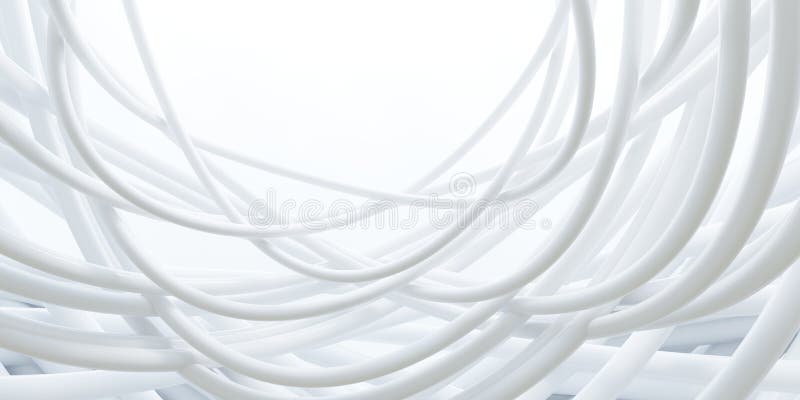 Interconnected White Wires 3d Render Illustration Stock Illustration ...