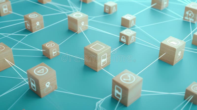 The Interconnected Wooden Blocks.AI Generated Image Stock Image - Image ...
