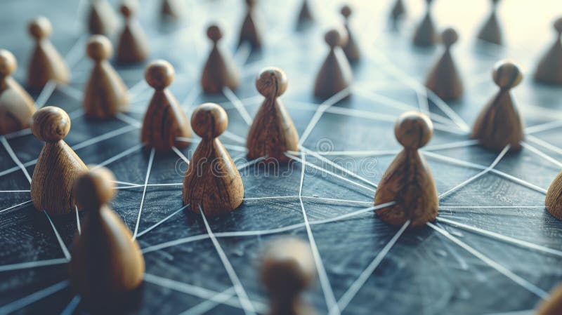 The Interconnected Wooden Figures.AI Generated Image Stock Photo ...