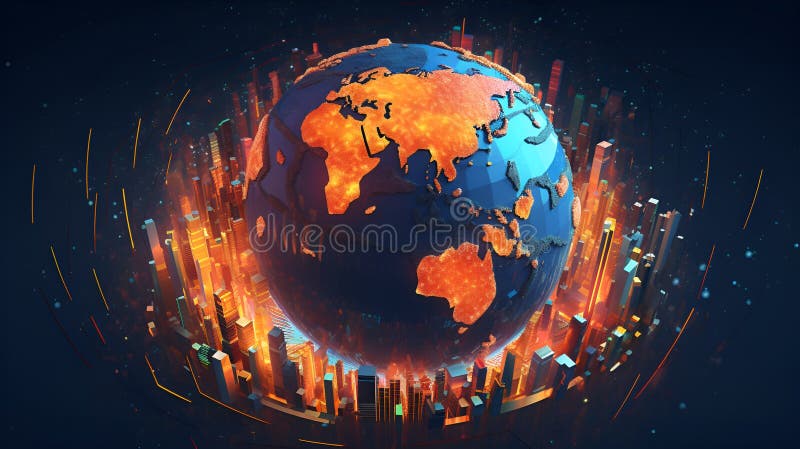 Interconnected World, Earth Globe Stock Illustration - Illustration of ...