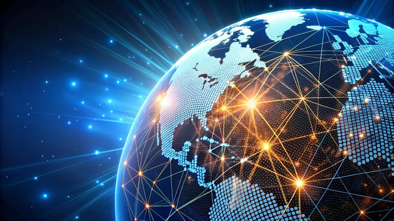 Interconnected World: a Global Network of Dots AI Generated Stock ...
