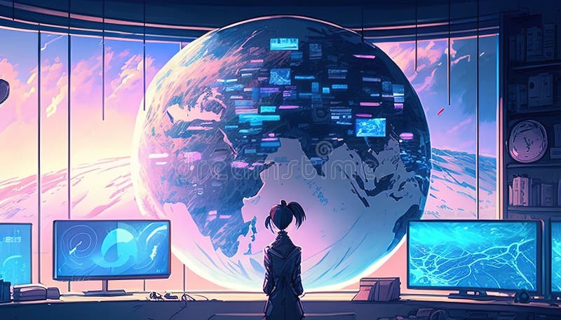 Interconnected World through Tech, Illustrating Digital Innovation and ...