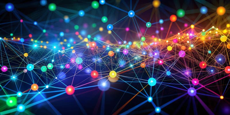 Interconnectedness a Colorful Network of Glowing Spheres and Lines ...