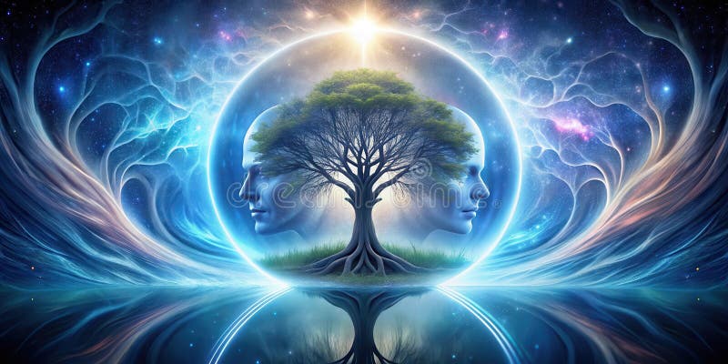 Interconnectedness a Cosmic Tree of Life Embraces Dual Human Forms ...