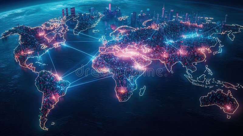 Intercontinental Cargo Transport Network Connecting Countries Map, a ...