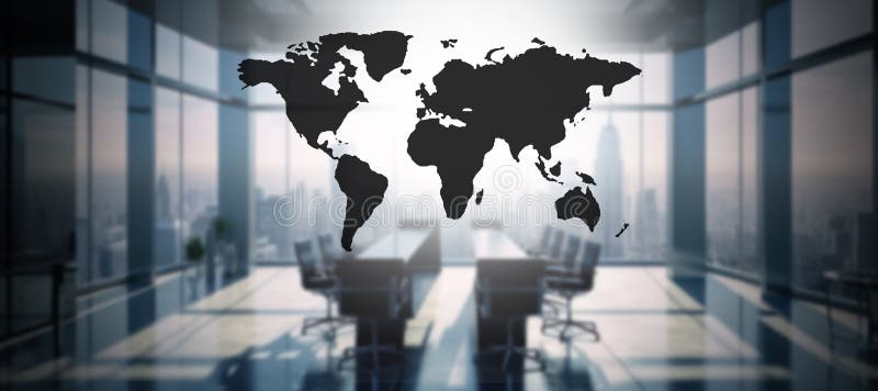 Intercontinental Map with Meeting Table Stock Photo - Image of teamwork ...