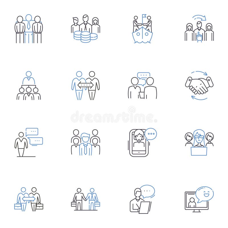 Interdependence Line Icons Collection. Collaboration, Partnership ...