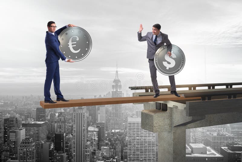 The Interdependency Concept with Two Currencies Stock Image - Image of ...