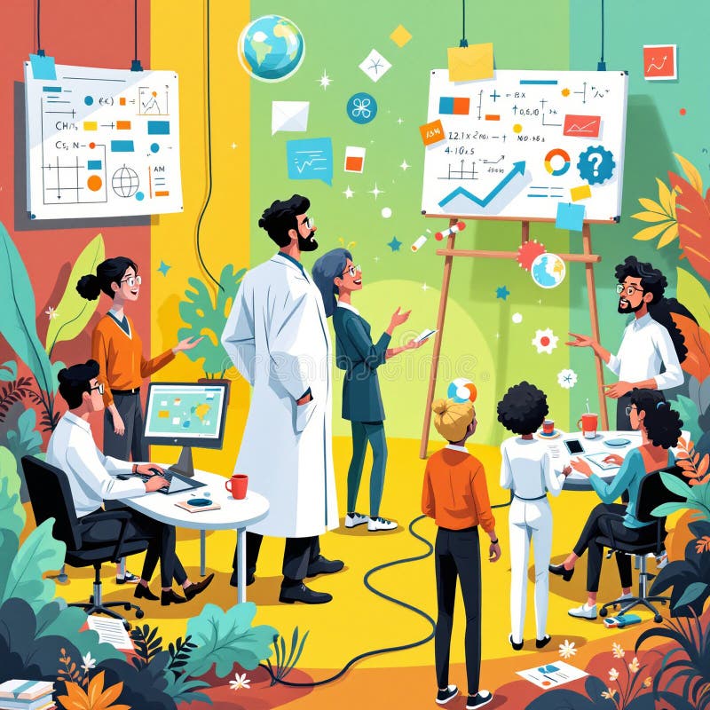 Interdisciplinary Teamwork in Harmony Stock Illustration - Illustration ...