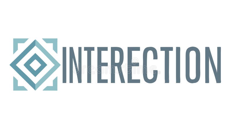 INTERECTION Geometric Text Logo for Connectivity, Vector Design ...