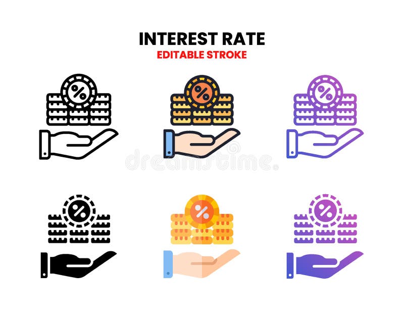 Interest Rate Icon Set with Different Styles. Stock Vector ...