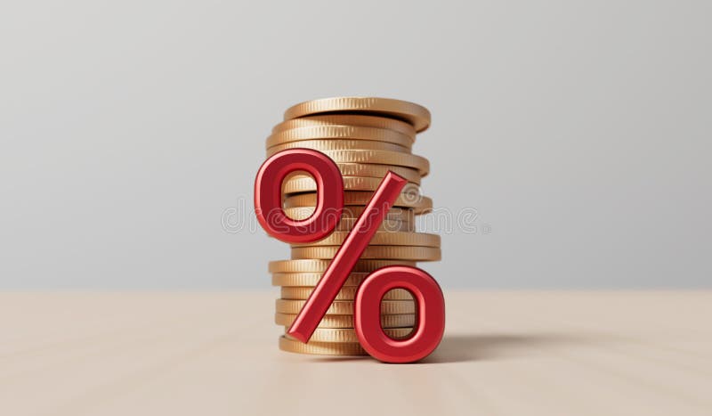 Interest Rate and Rising Inflation Concept. Red Percentage Symbol with ...
