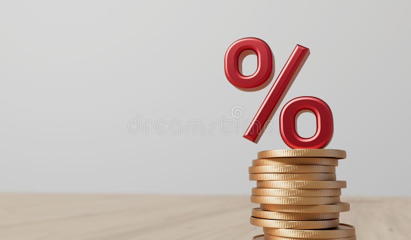 Interest Rate and Rising Inflation Concept. Red Percentage Symbol with ...