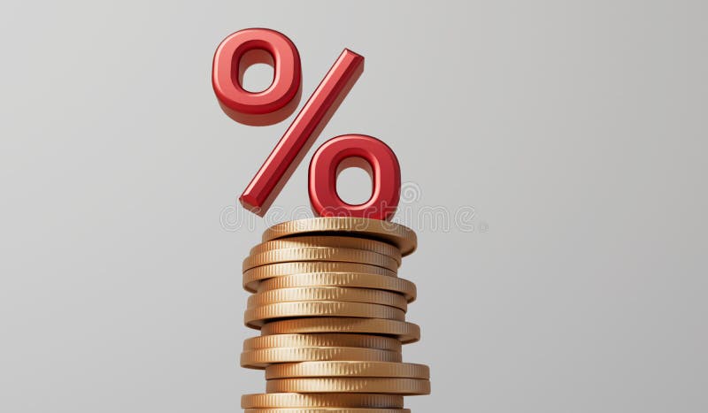 Interest Rate and Rising Inflation Concept. Red Percentage Symbol with ...