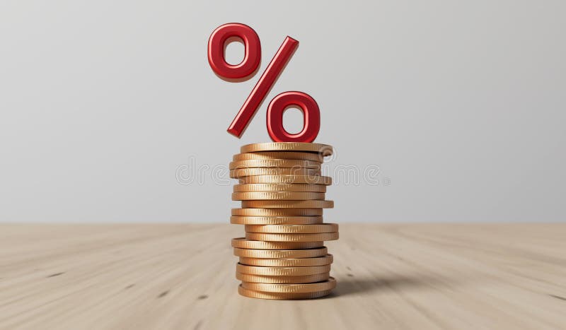 Interest Rate and Rising Inflation Concept. Red Percentage Symbol with ...
