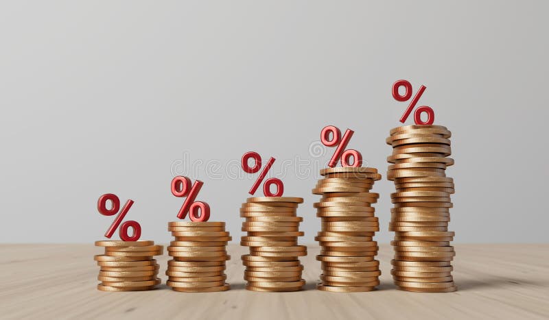 Interest Rate and Rising Inflation Concept. Red Percentage Symbol with ...