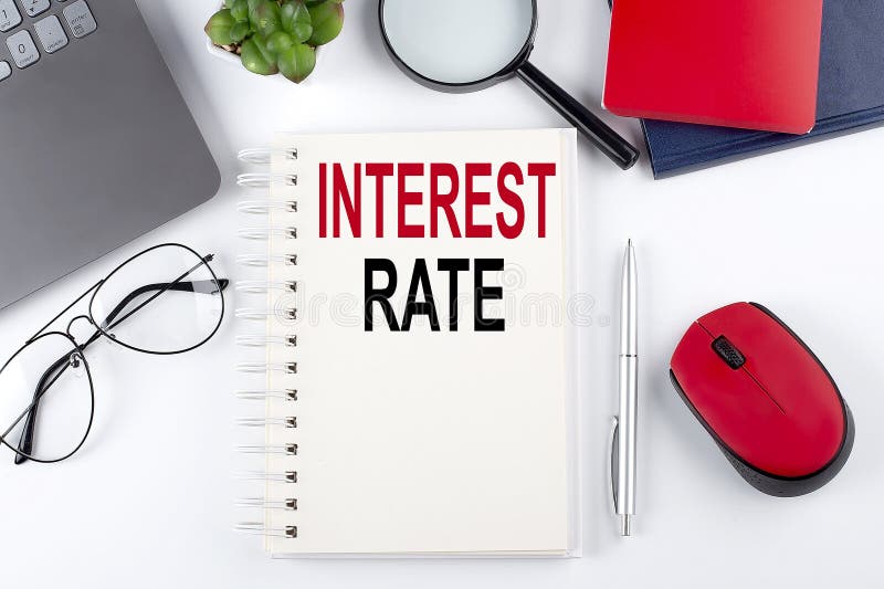 INTEREST RATE Text on Sticker on the Chart Background, Business Concept ...