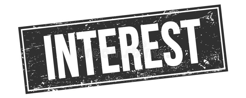 INTEREST Text on Black Grungy Rectangle Stamp Stock Illustration ...