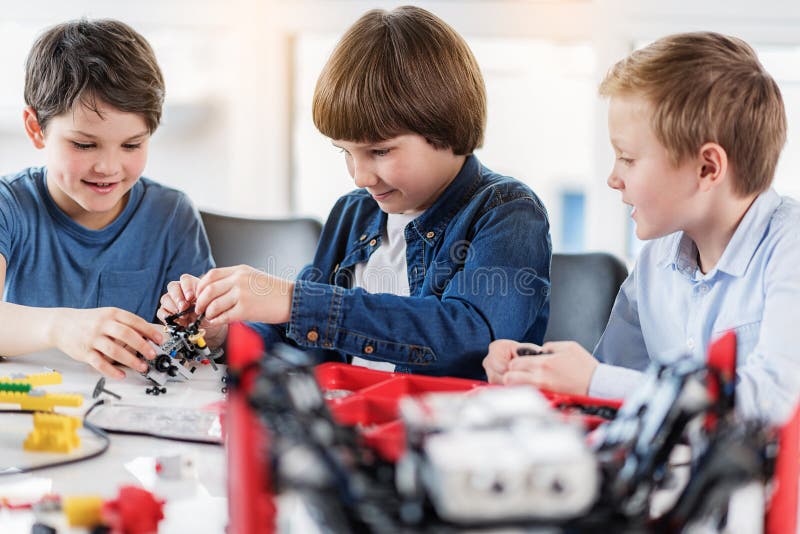 Interested Children Working on Technical Project Stock Photo - Image of ...