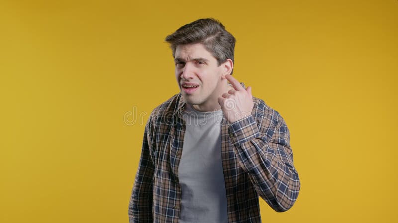 Curious 30s Handsome Man Doesn T Hear,asking What.Quiet Sound,deaf ...