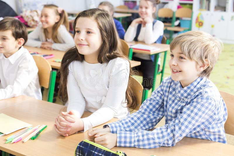 Interested with the New Topic Stock Image - Image of pupils, kids: 69412773