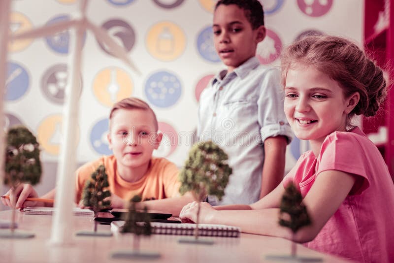 Interested Students Looking on the Wind Farm Stock Photo - Image of ...