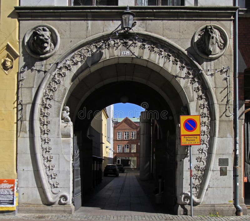 Interesting Arch Passage in Old Town of Malmo, Sweden Editorial Stock ...