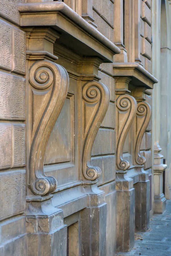 Interesting Architectural Feature of Beautiful Smooth Scrolls Beneath a ...