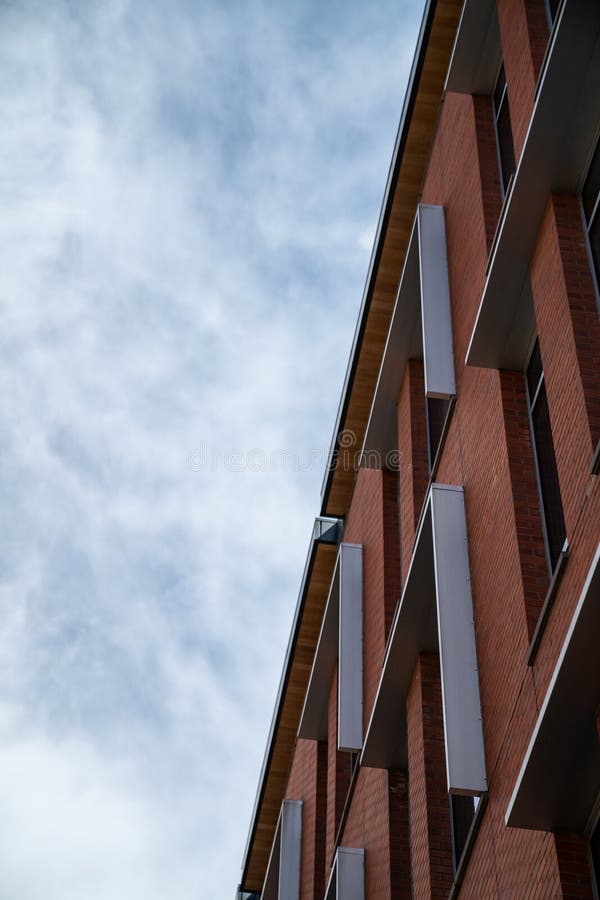 Interesting Architecture on Side of Brick Building with Windows Stock ...