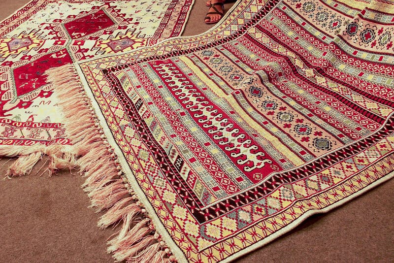 Interesting Background with Handmade Turkish Rugs in Close-up Stock ...