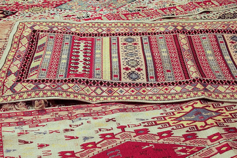 Interesting Background with Handmade Turkish Rugs in Close-up Stock ...