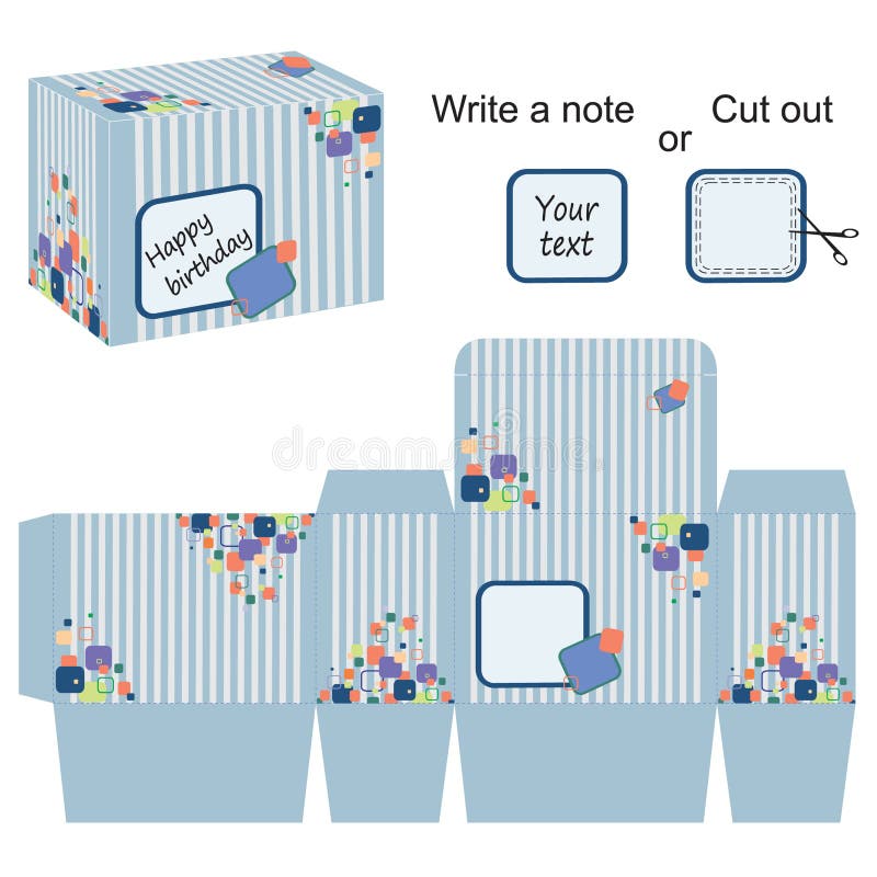 Interesting Box Template With Stripes And Colorful Bubbles Stock Vector ...