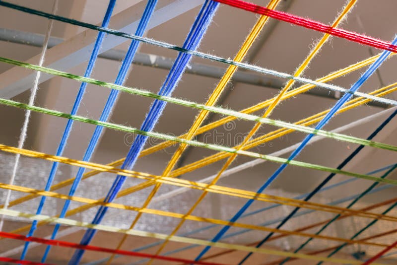 Interesting Ceiling Made of Threads with Lighting, Exhibition ...