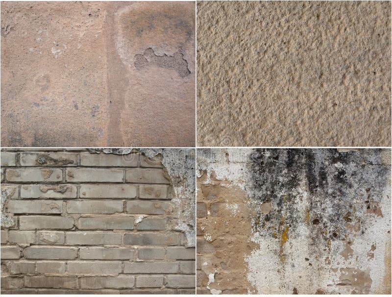 Interesting Collage of Four Texture of Old Plasters Stock Photo - Image ...