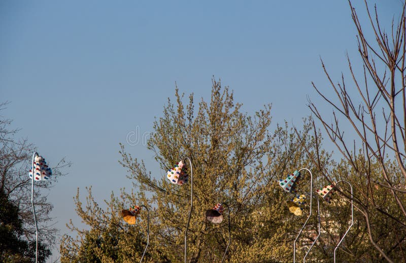 Interesting Colorful Street Lights in the Park Stock Image - Image of ...