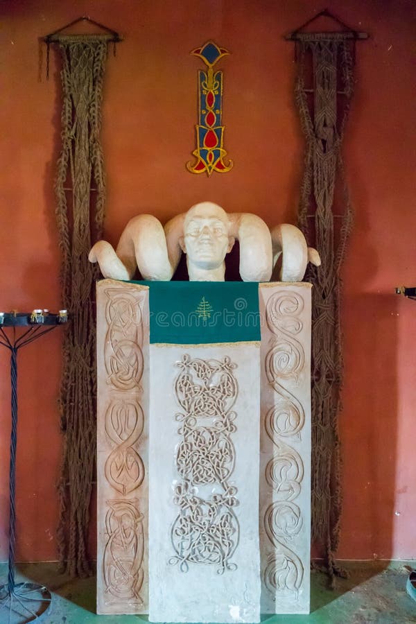 An Interesting Composition of a Standing Polished Stone with Patterns ...