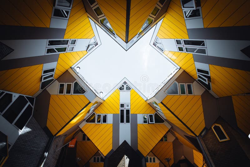 Interesting Cubical Yellow Architecture Editorial Stock Photo - Image ...
