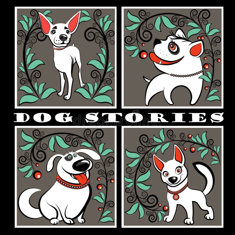 Interesting dog stories stock vector. Illustration of playful - 80930934