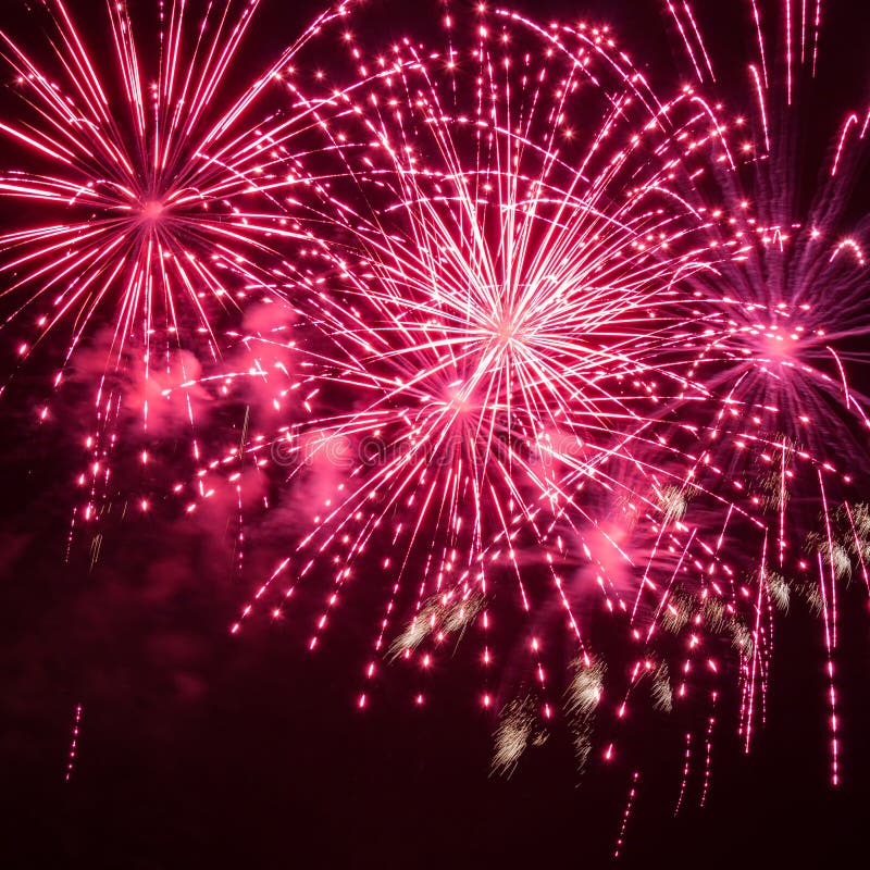 Interesting Fireworks Over the Small Town in Spain, Palamos Stock Photo ...