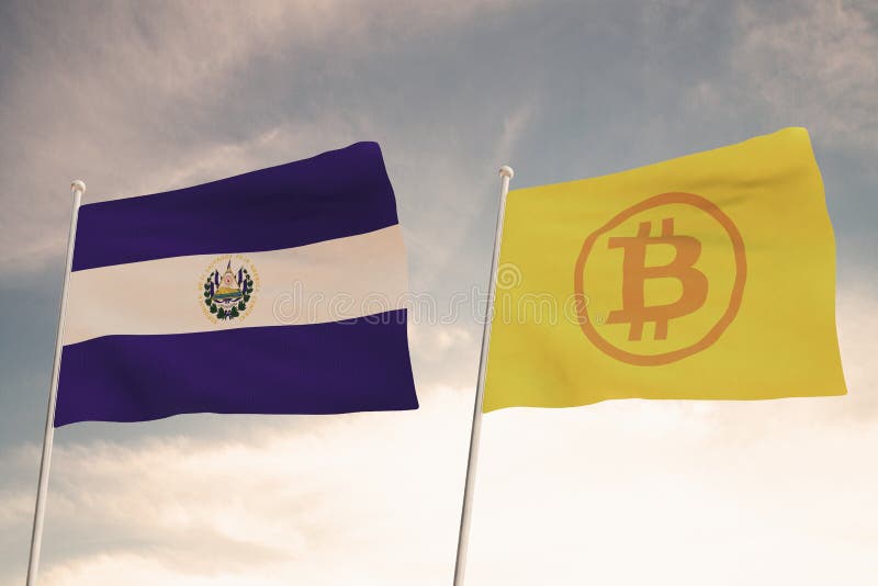 Interesting Flags of BITCOIN and EL SALVADOR Waving with the Bright Sky ...