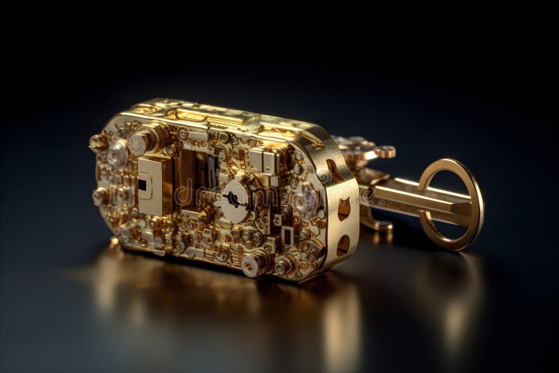 Interesting Golden Key Isolated Over a Black Background. Generative AI ...
