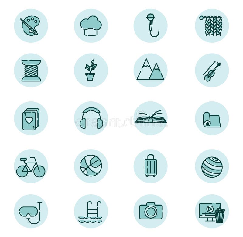 Interesting hobbies, icon stock vector. Illustration of character ...