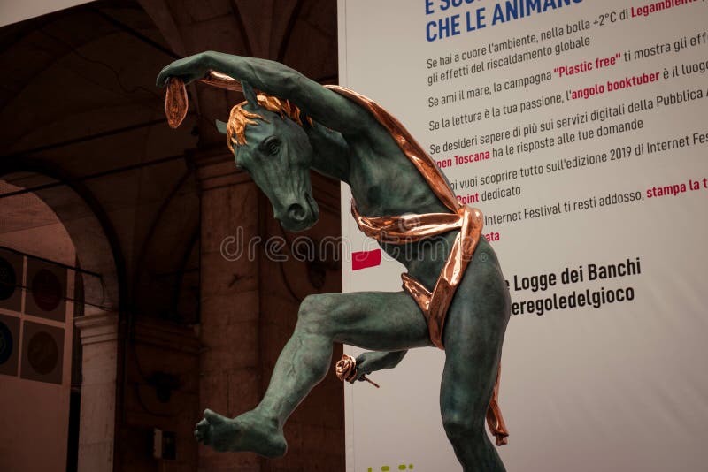 Interesting Horse Man Statue in Motion Editorial Photography - Image of ...