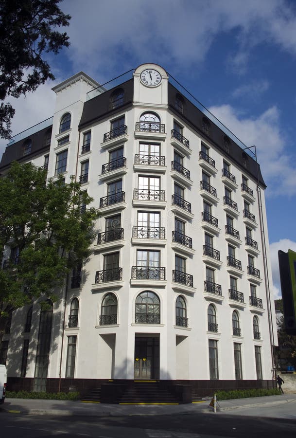 An Interesting House with a Clock in the City of Anapa. Stock Photo ...