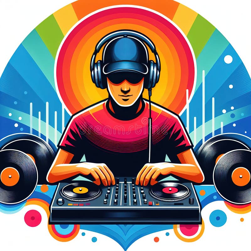 Interesting Illustration for DJ Day. Generative AI Stock Photo - Image ...