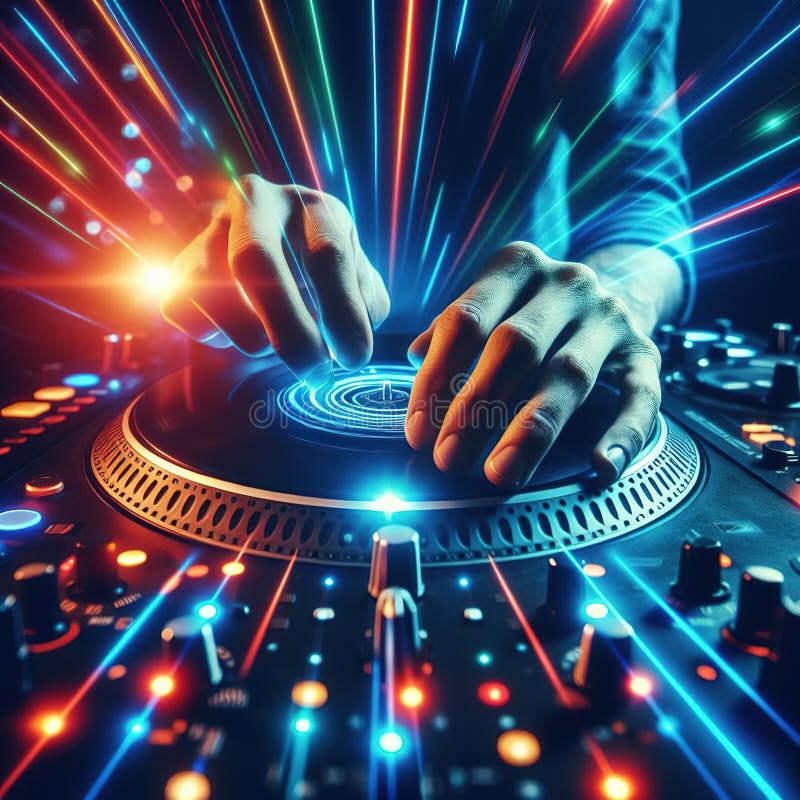 Interesting Illustration for DJ Day. Generative AI Stock Photo - Image ...