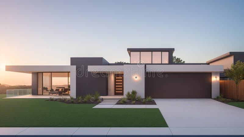 An Interesting Modern House with a Nice Lawn and a Nice Fence AI ...