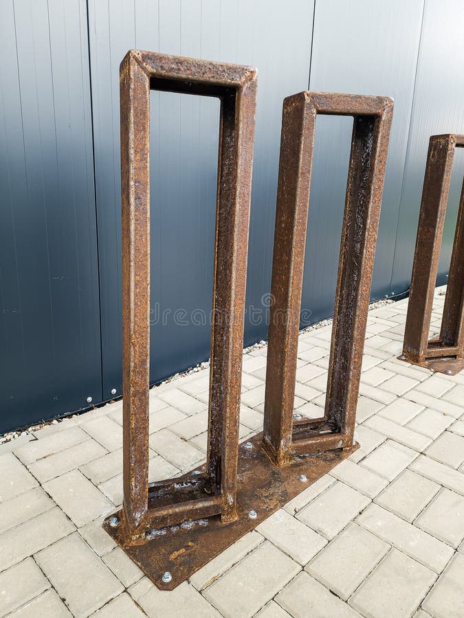 Interesting, New Bicycle Stand Made of Rusty Metal Stock Photo - Image ...