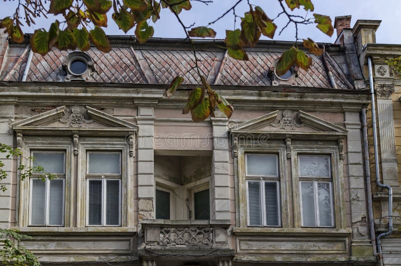 Interesting Old Building Facade in Ruse Town Stock Image - Image of ...
