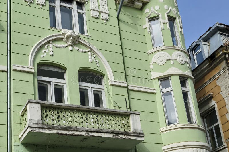 Interesting Old Building Facade in Ruse Town Stock Photo - Image of ...